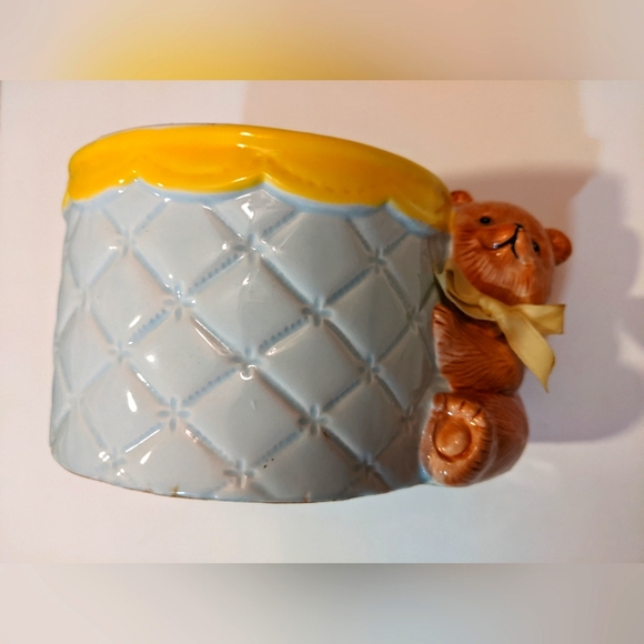 Vintage | Accents | Vintage Teddy Bear Planter Ceramic Flower Pot Blue ...